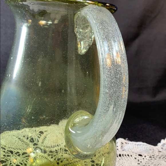 Kitchen | Vintage Handblown Green Bubble Glass Pitcher Large | Poshmark